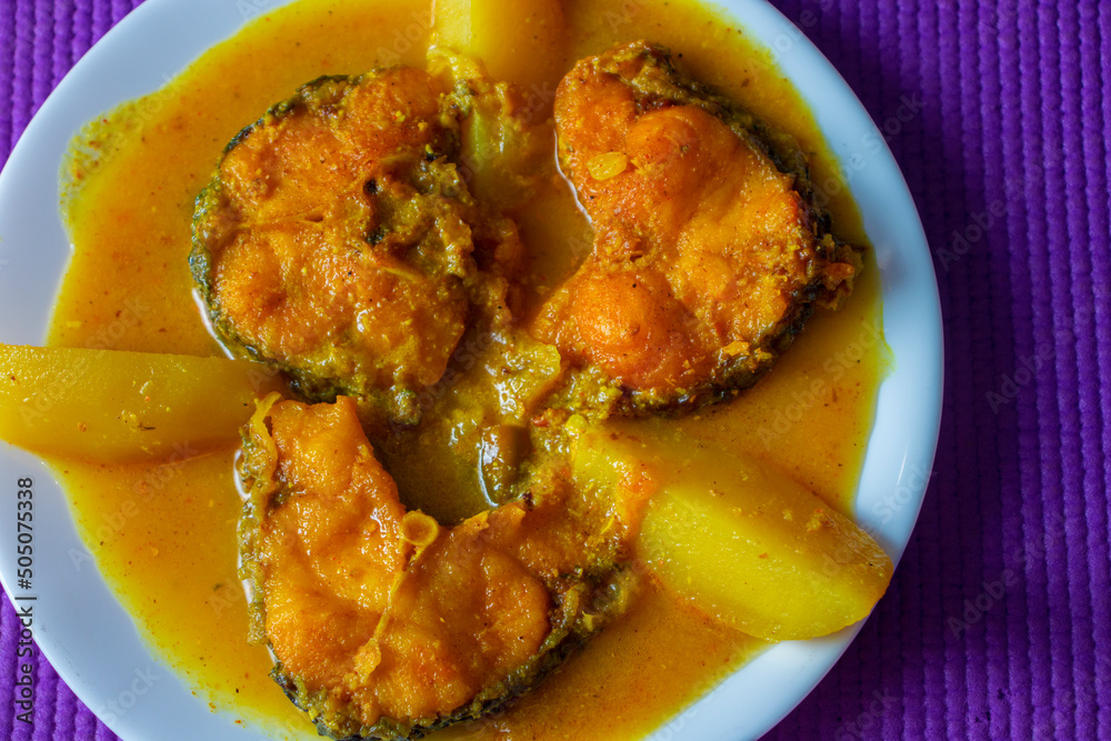 Bengali style delicious Rohu fish curry is ready to serve. Stock Photo ...