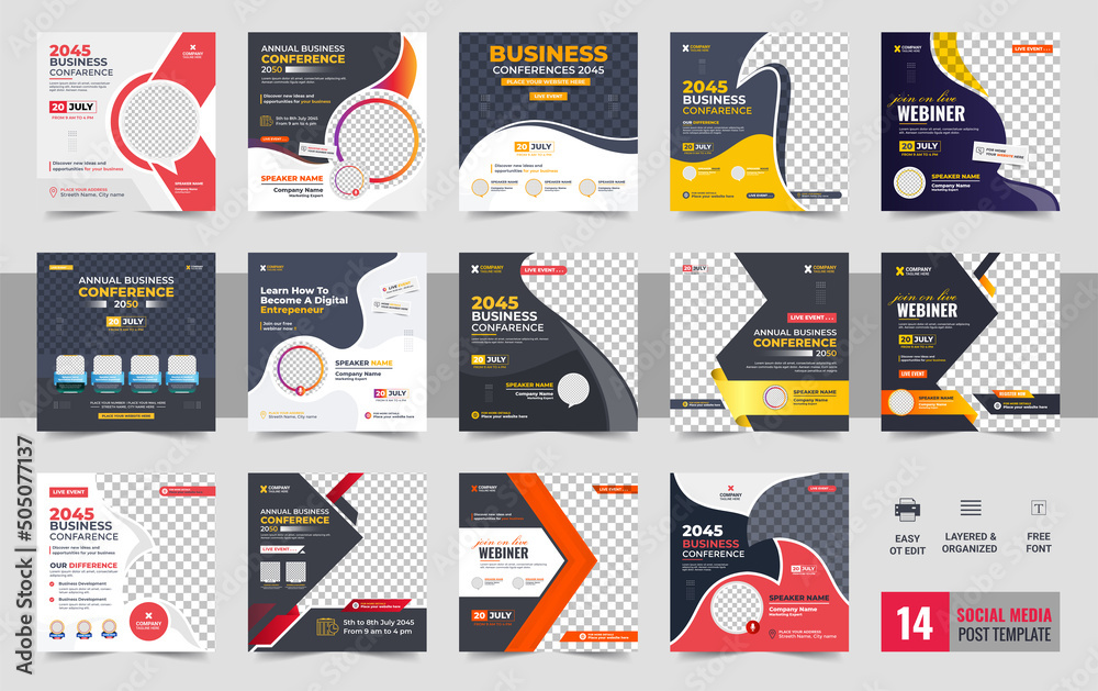 Conference flyer and invitation banner template design, Annual ...