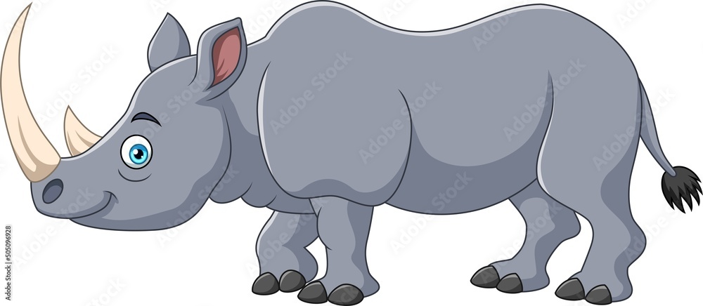 Cartoon rhino on white background Stock Vector | Adobe Stock