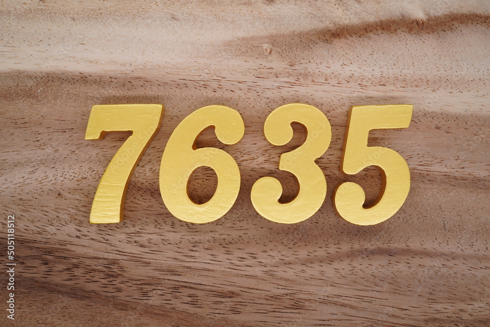 Number 7635 is made of 1 cm thick teak, painted gold on top of real ...