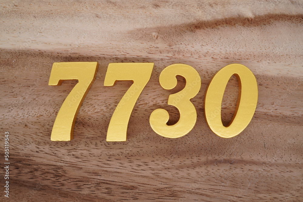 Number 7730 is made of 1 cm thick teak, painted gold on top of real ...