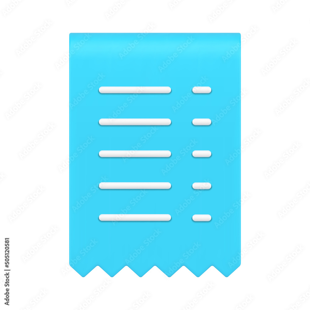 Blue ragged receipt commercial bank payment checkout deal front view ...