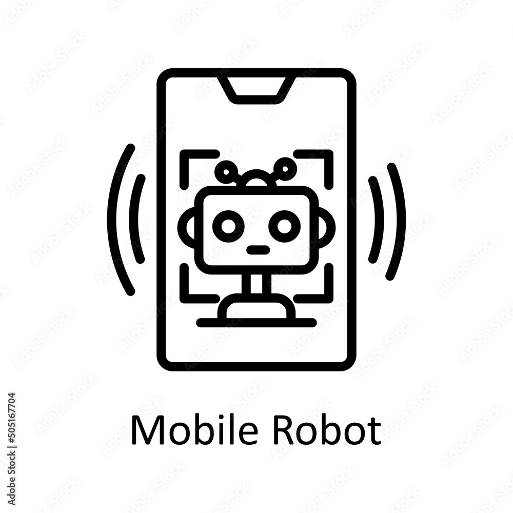 Mobile Robot vector outline Icon Design illustration. Artificial ...