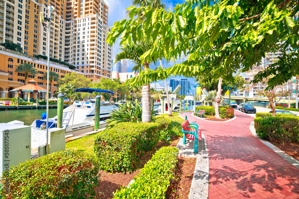 Fort Lauderdale riverwalk tourist coastline view, south Florida Stock ...