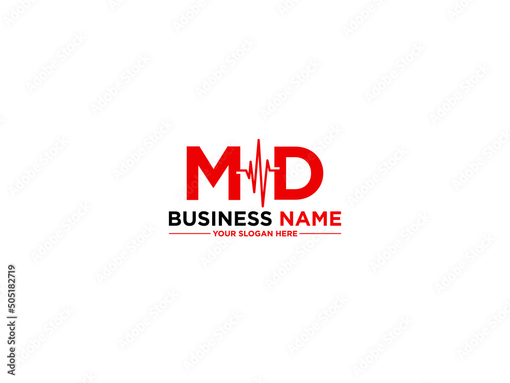 Alphabet MD Logo, Letter Md dm Medical Logo Image Vector With Red Color ...