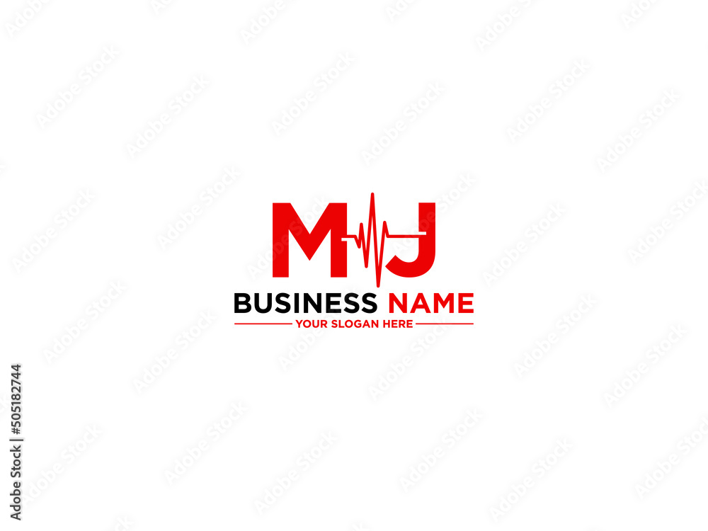 Alphabet MJ Logo, Letter Mj jm Medical Logo Image Vector With Red Color ...