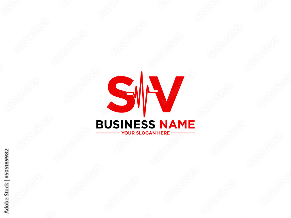 Letter SV Logo Icon, Creative Sv vs Logo Letter Vector For Medical ...