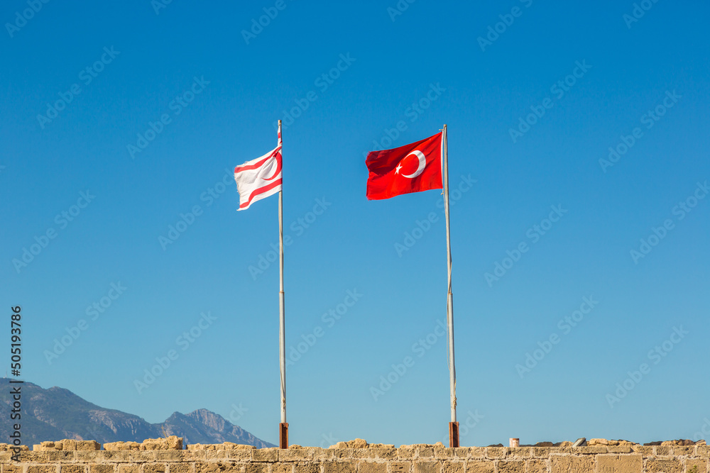 Flags of Turkey and North Cyprus Stock Photo | Adobe Stock