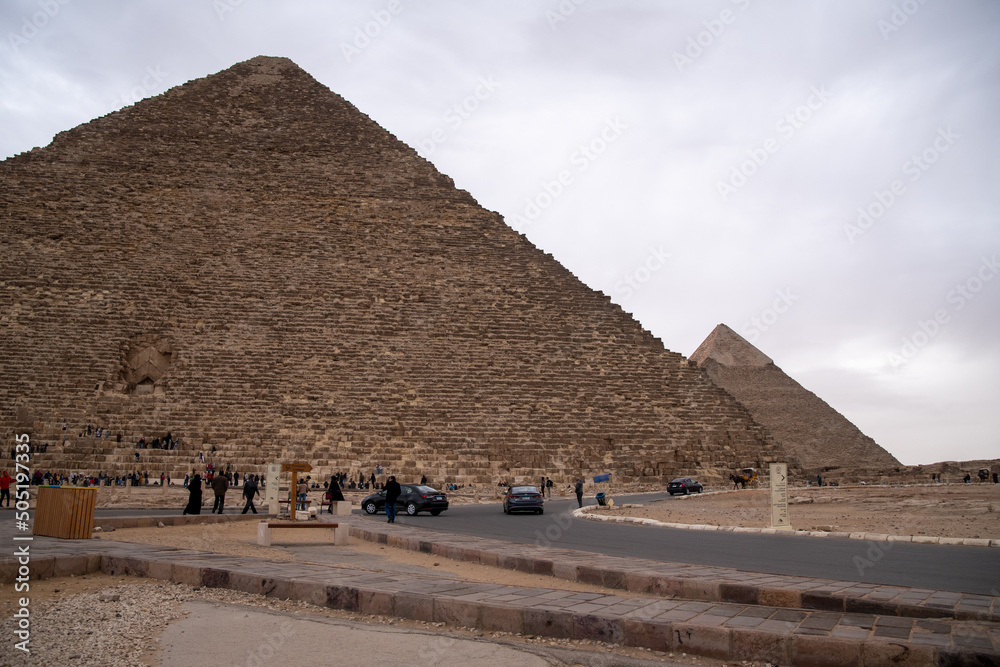 View to Khafre pyramids from pyramid of pharaoh Cheops, Giza Plateau ...