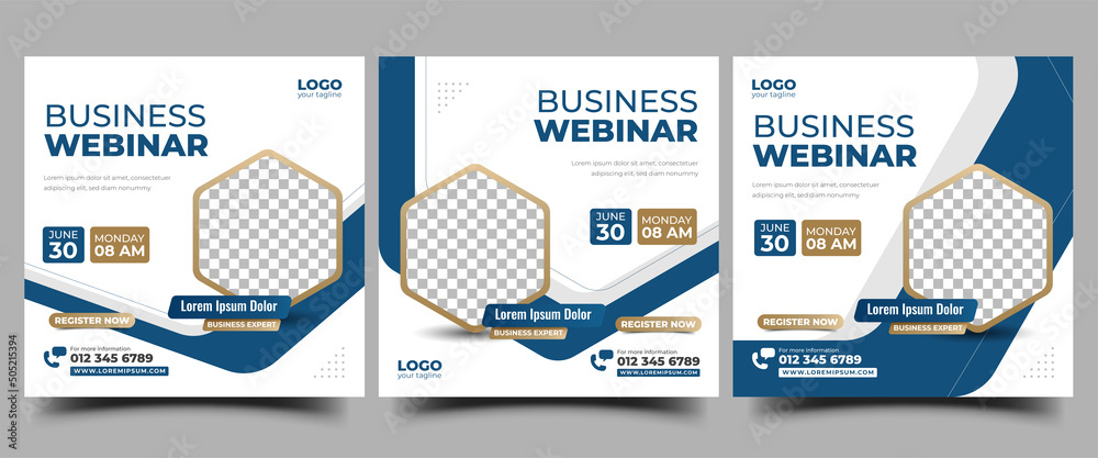 Set of Social media post template for webinar invitation. Editable ...