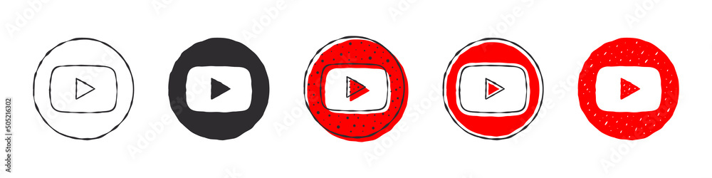 YouTube logo. Social media icons. Hand drawn logos. Vector images Stock ...