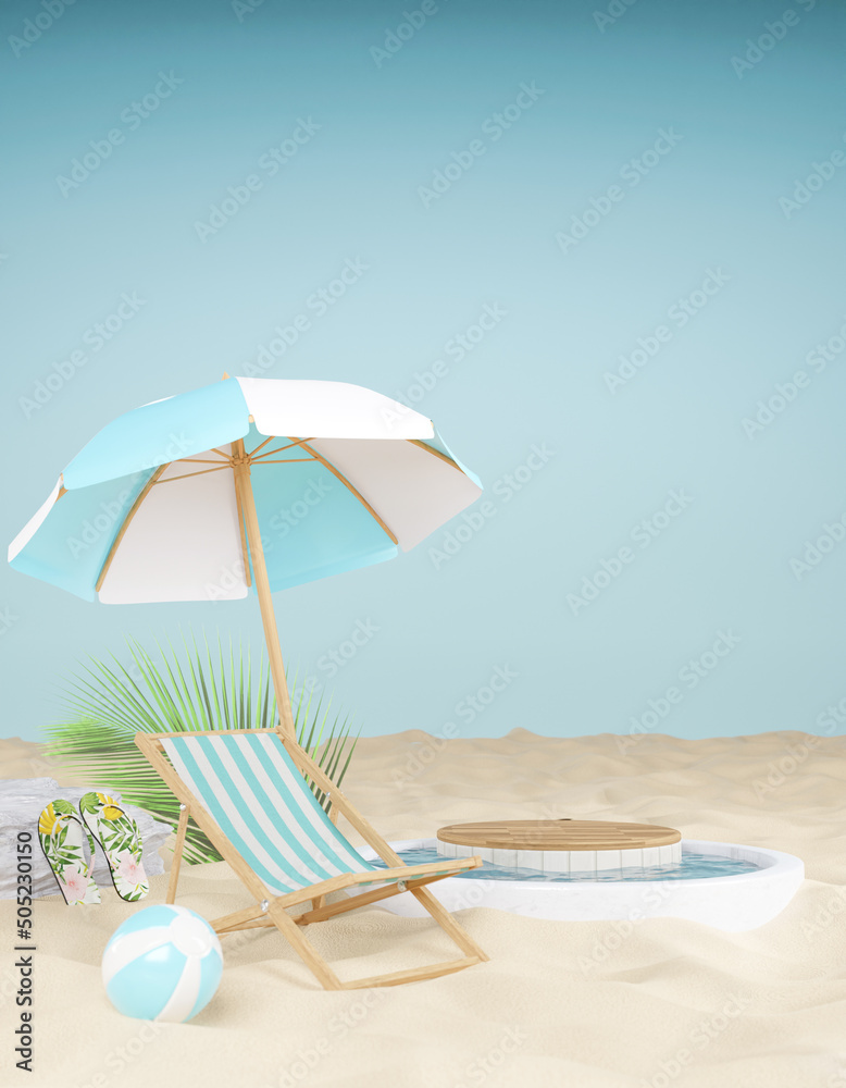 summer background product display platform scene with sea beach ...