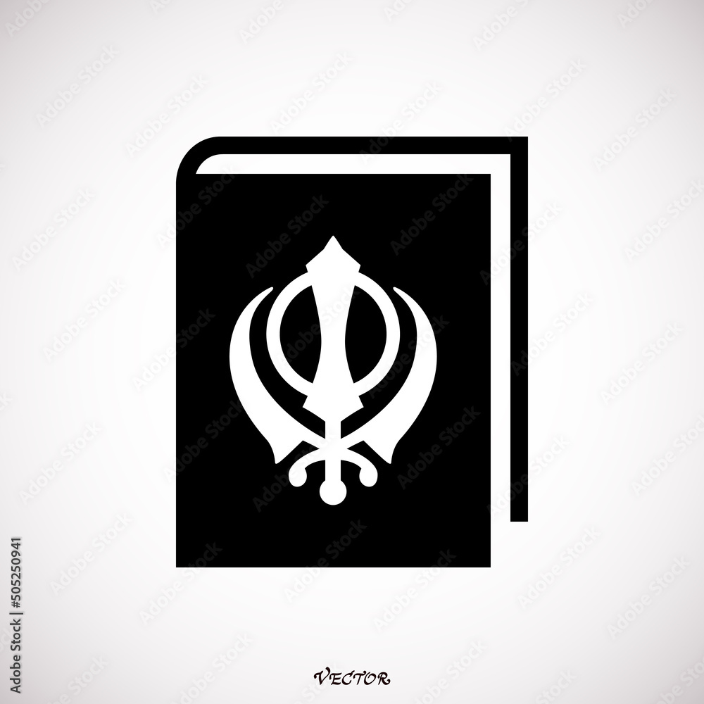 Vector illustration of sikhism religious book icon in black color and ...
