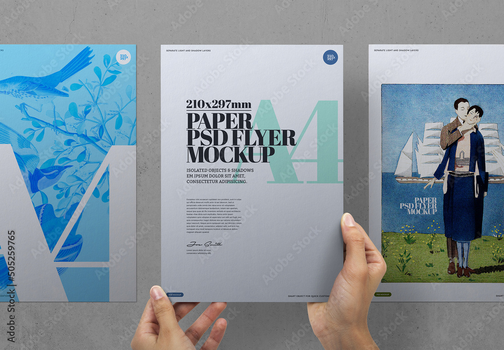 Hands Holding Flyer Mockup A4 Set Stock Template | Adobe Stock