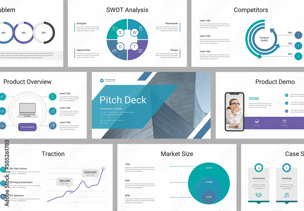 Pitch Deck Presentation Layout Шаблон Stock | Adobe Stock