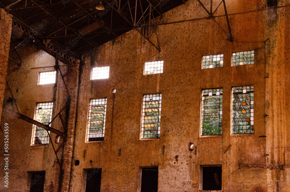 Construction of the central sugar mill, former sugar factory, in the ...