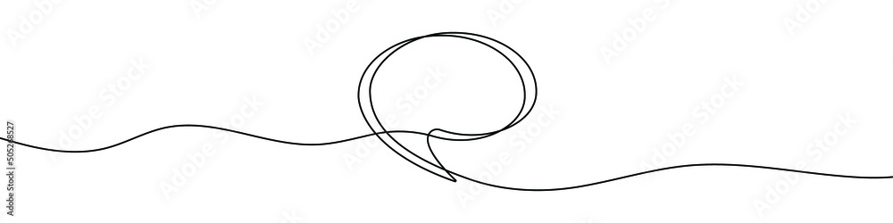 Continuous line drawing of speech bubble. One line drawing background ...