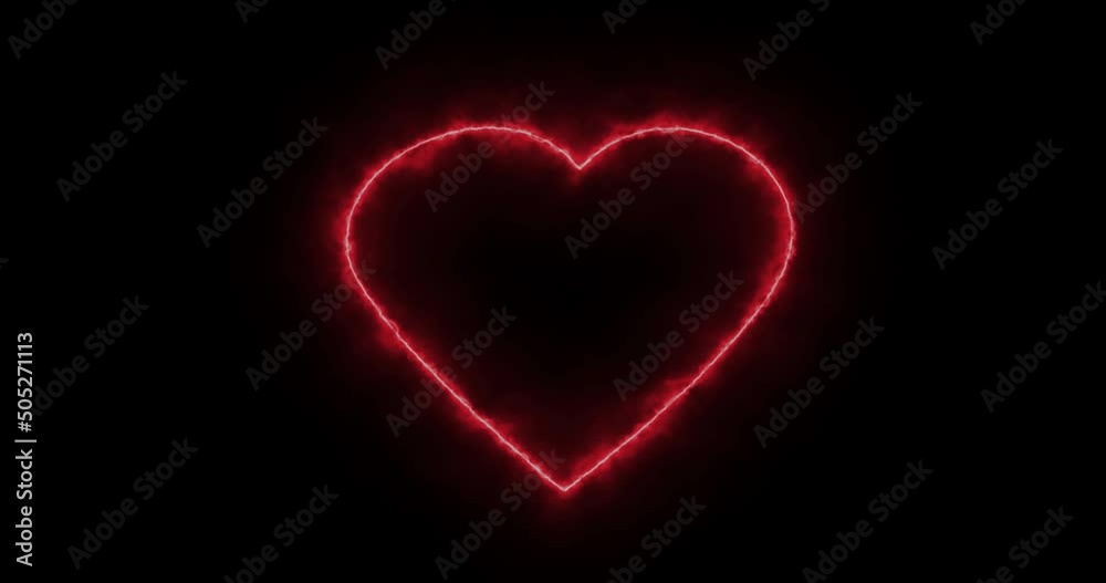 red Fiery heart on a black background. Abstract hot heart shape, flame ...