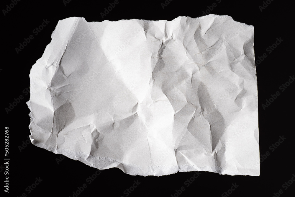 Crumpled paper. White piece of paper. Antique leaf torn from wallpaper ...
