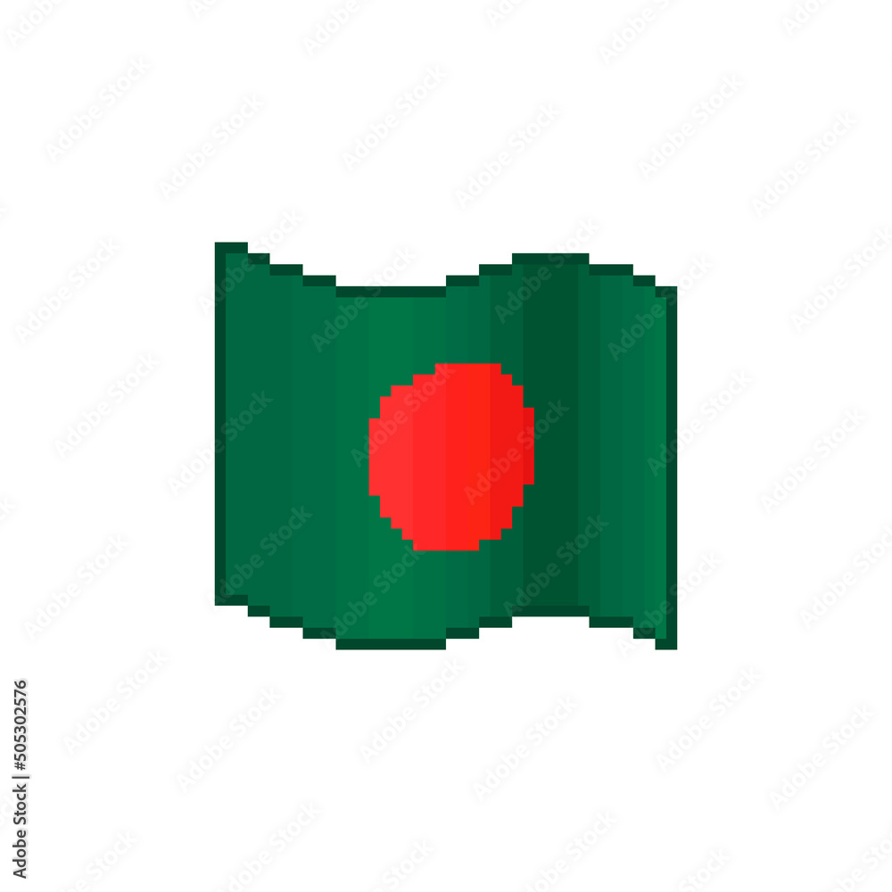 colorful simple vector flat pixel art illustration of flowing flag of ...