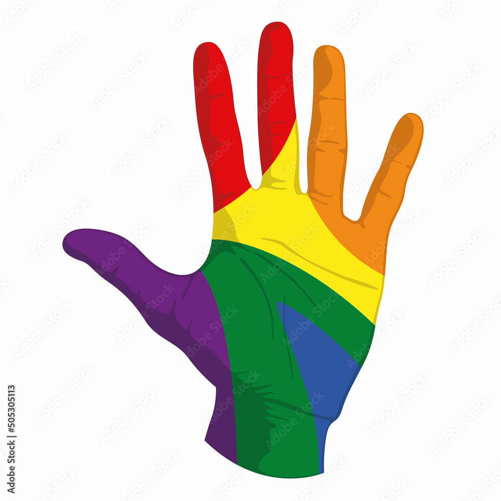 Vector Flag Or Lgbt Depicted On A Human Hand Rainbow Flag A Symbol Of