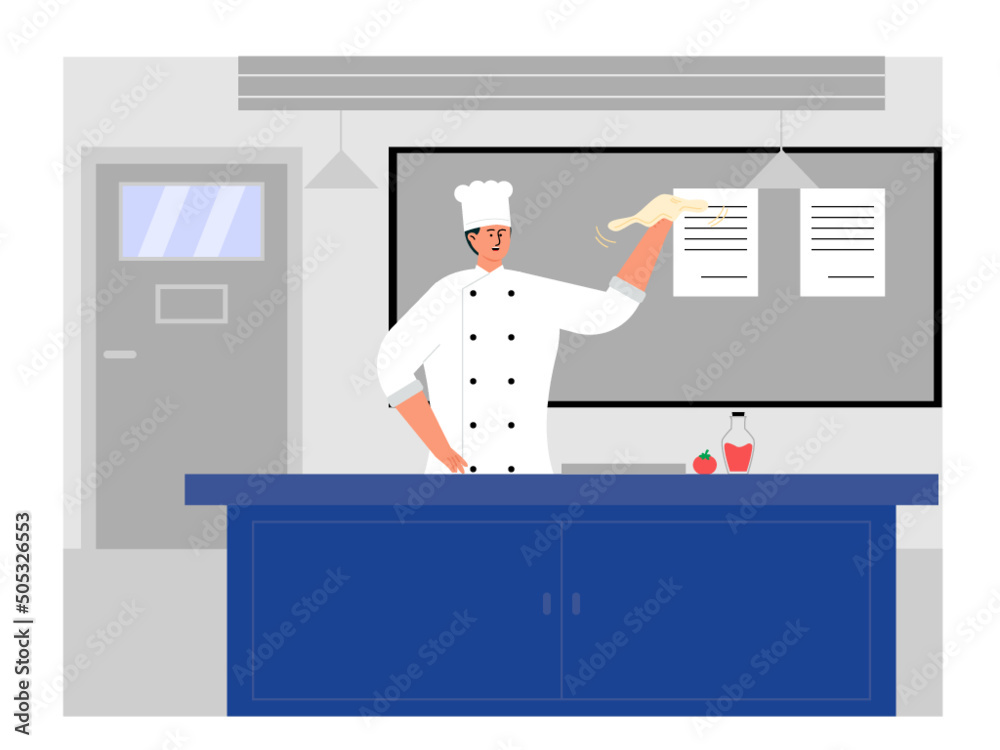 The hotel chef cooks the menu according to the list that has been made ...