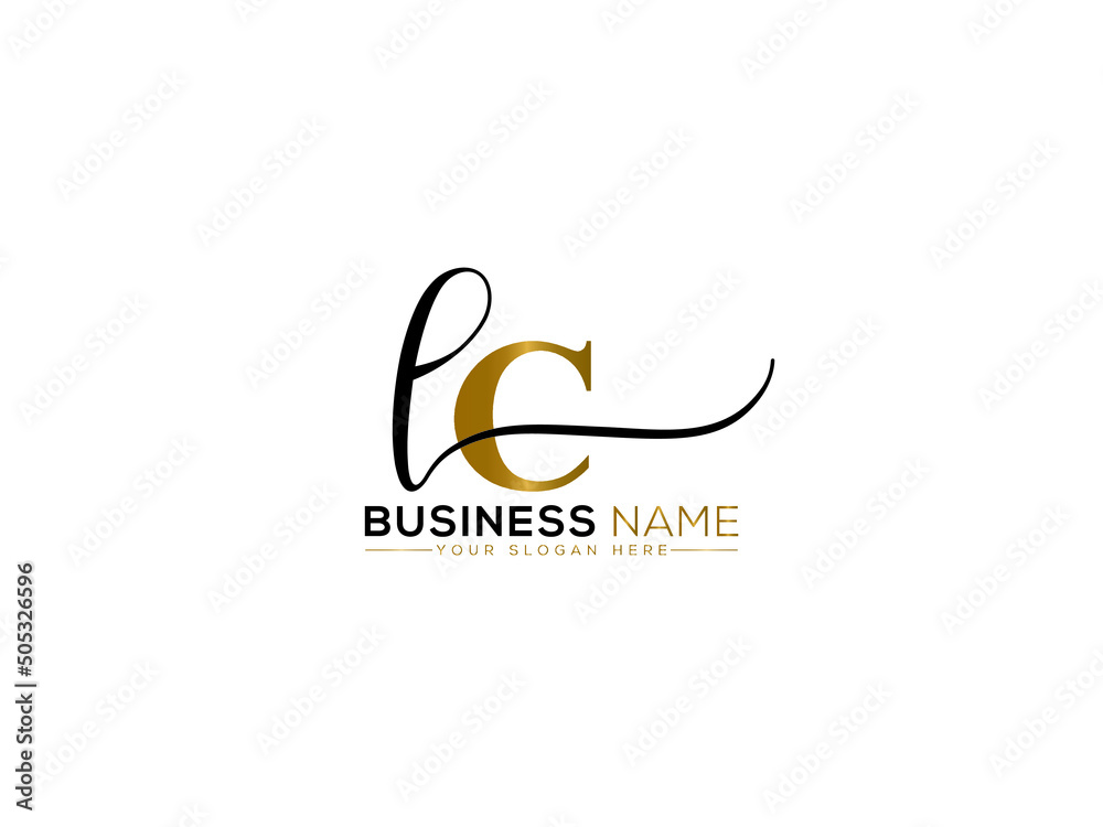 Letter LC Logo Icon, Fashion Lc cl Signature Black Letter Logo Icon ...