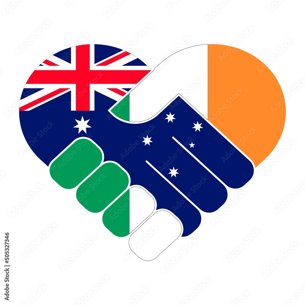 Handshake symbol in the colors of the national flags of Australia and ...