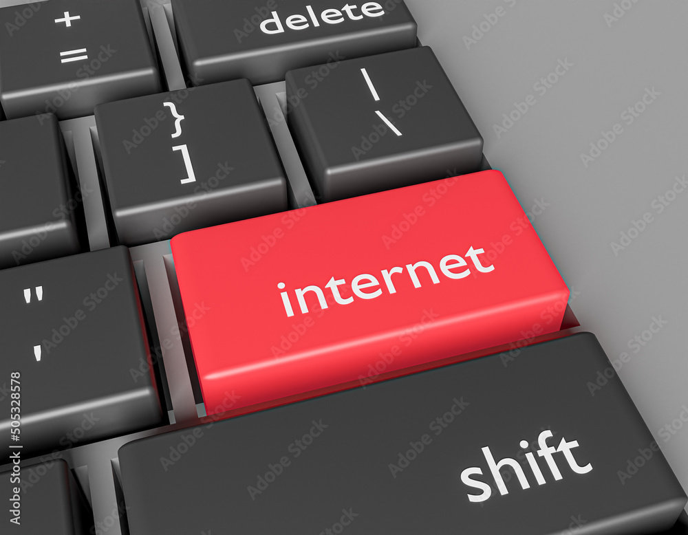Internet concept. Word Internet on button of computer keyboard Stock ...