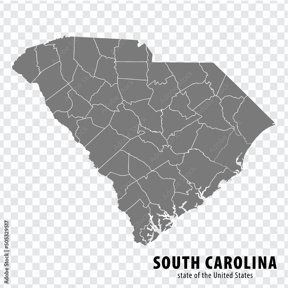 State South Carolina map on transparent background. Blank map of South ...