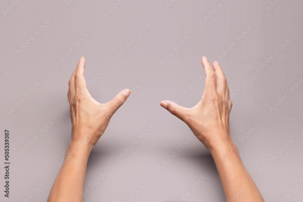 Stretching hands first person point of view Stock Photo | Adobe Stock