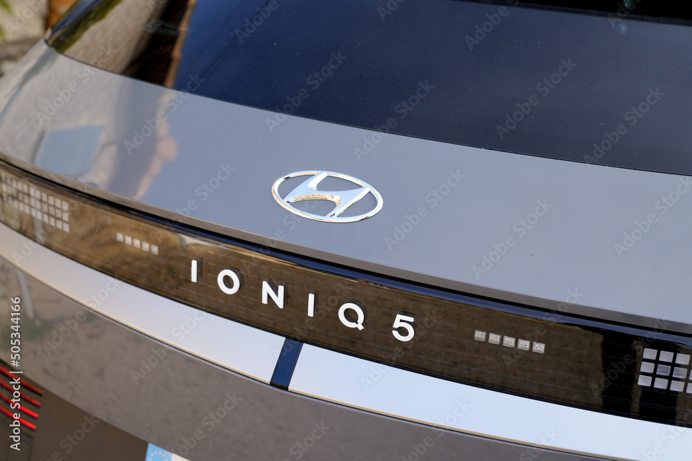 Hyundai ioniq 5 car logo brand and sign front of vehicle electric in ...