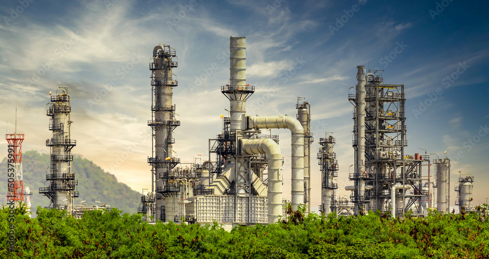 Oil refinery plant from industry zone, Oil and gas petrochemical ...