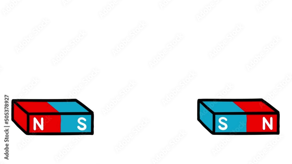 Magnets drawing blue red version repulsion south version. Physics ...