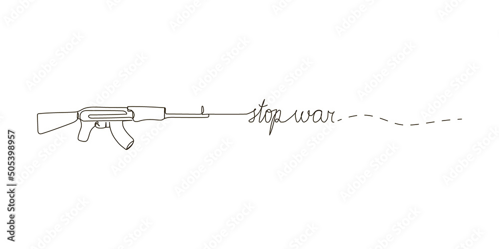 Stop war continuous line drawing. One line art of english hand written ...