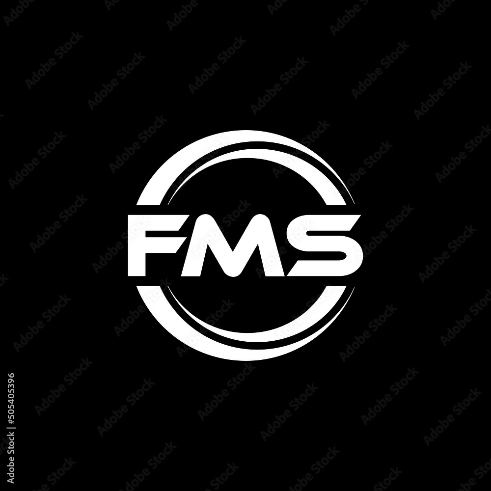 FMS letter logo design with black background in illustrator, vector ...