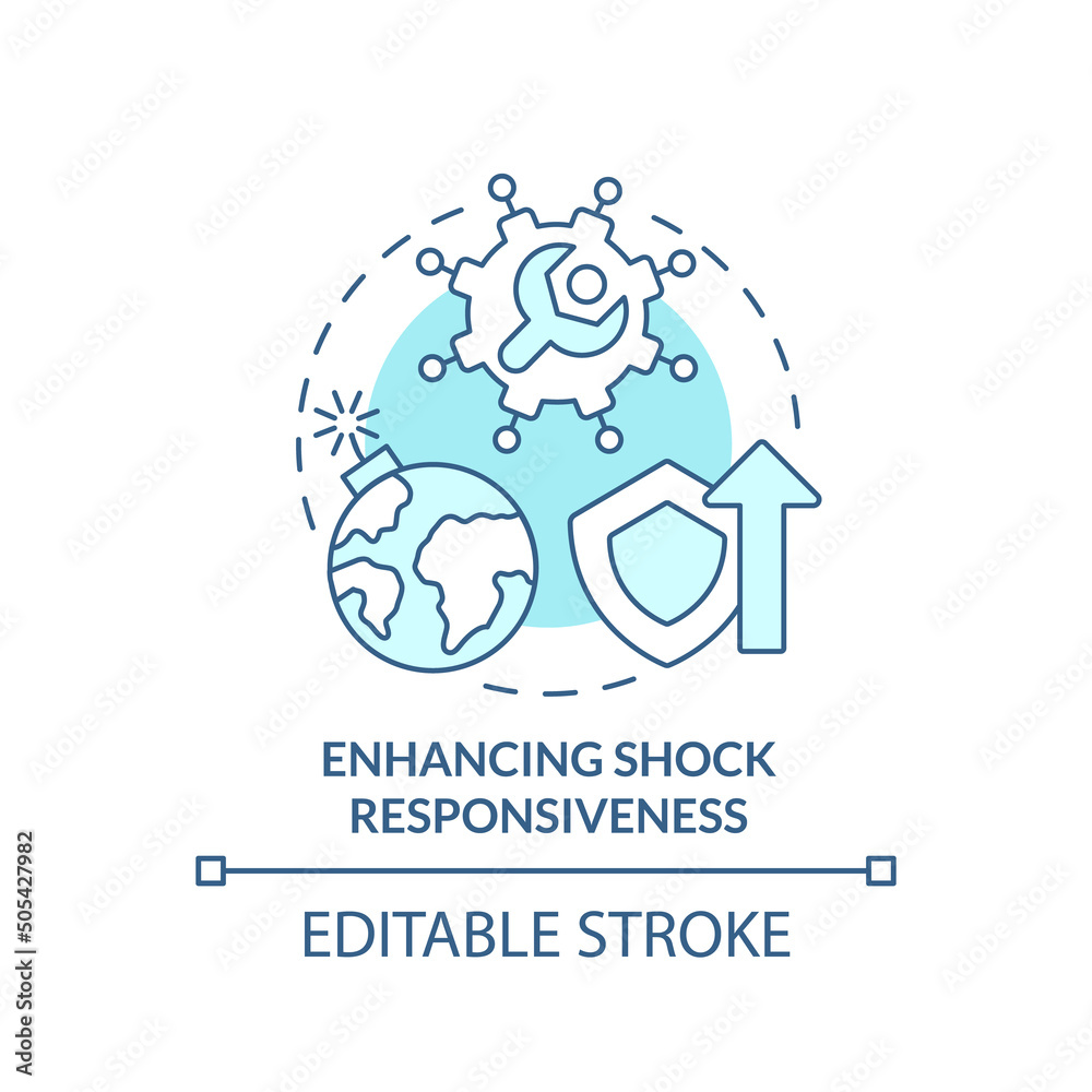 Enhancing shock responsiveness turquoise concept icon. Social ...