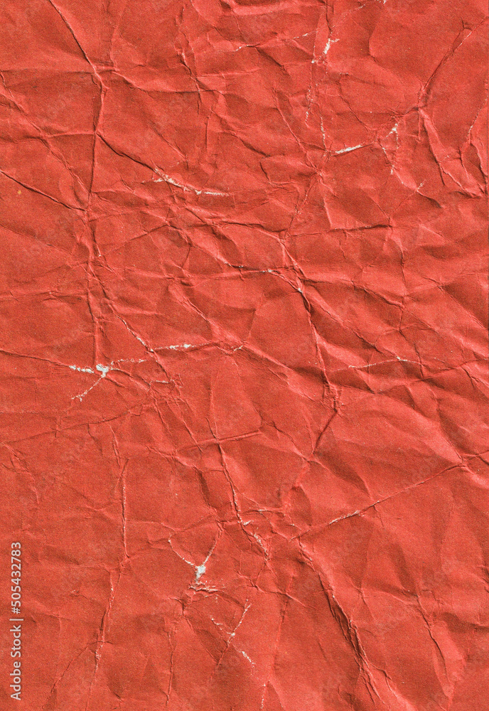 Old Red Aged Folded Crumpled Paper Sheet Cardboard Photo Card. Rough ...