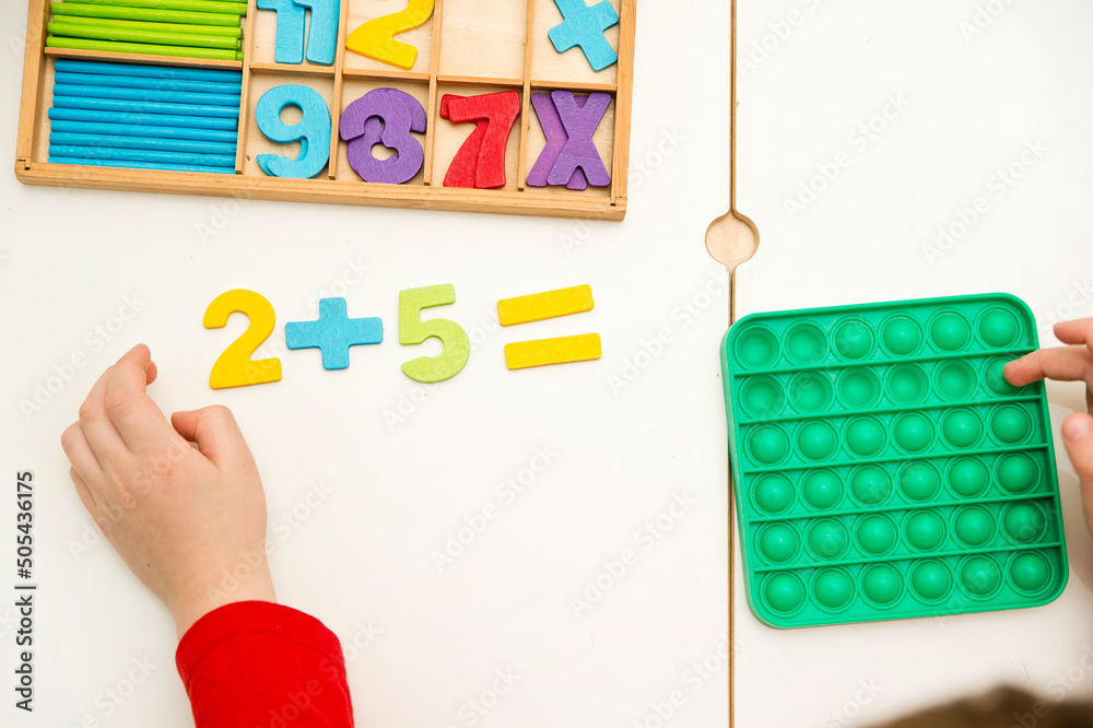 3D wooden numbers. Implement for learning to count with help of digits ...