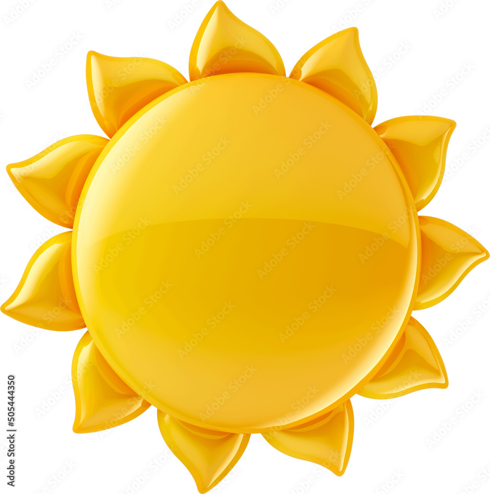 Cartoon sun in 3d render realistic Stock Illustration | Adobe Stock