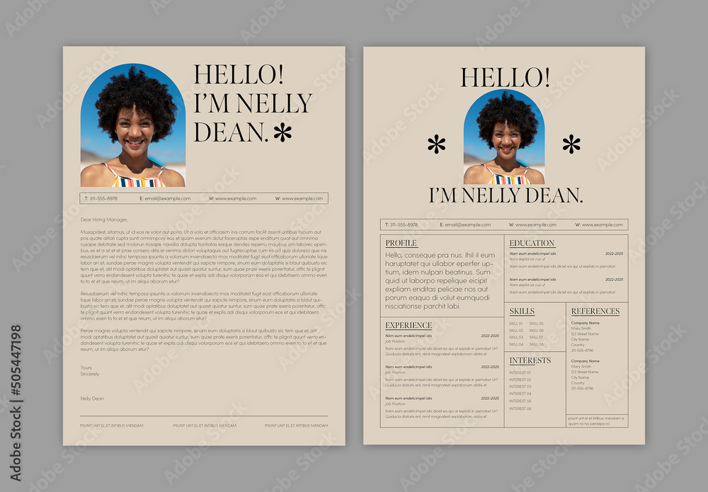 Modern Resume Layout with Tan Accent Stock Template | Adobe Stock