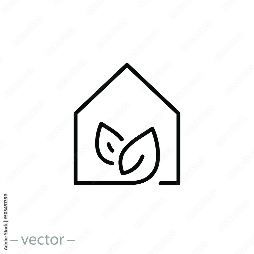eco house icon, logo home of tree, environmental clean building ...