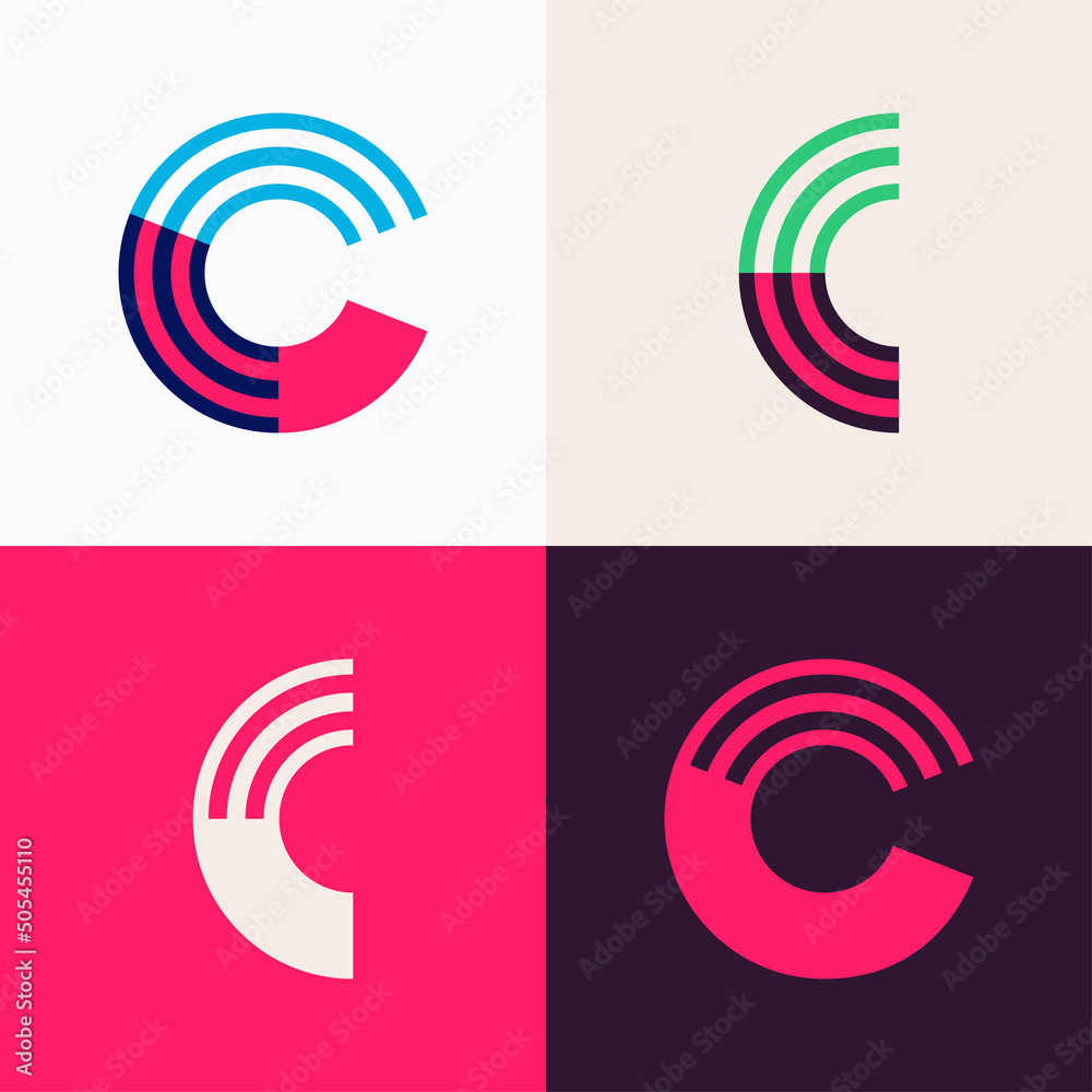 C letter logo set made of overlapping lines. Stock Vector | Adobe Stock