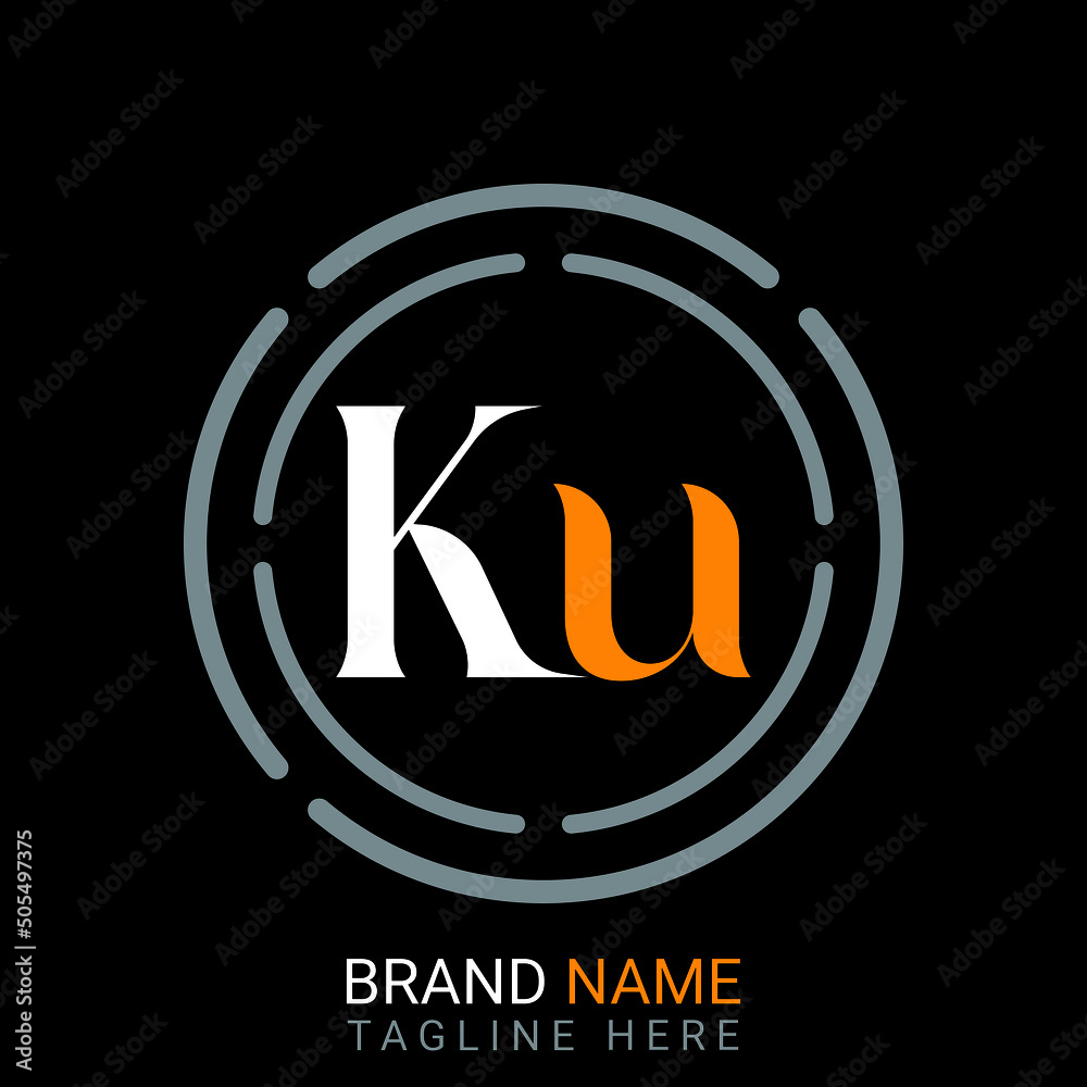Ku Letter Logo design. black background. Stock Vector | Adobe Stock