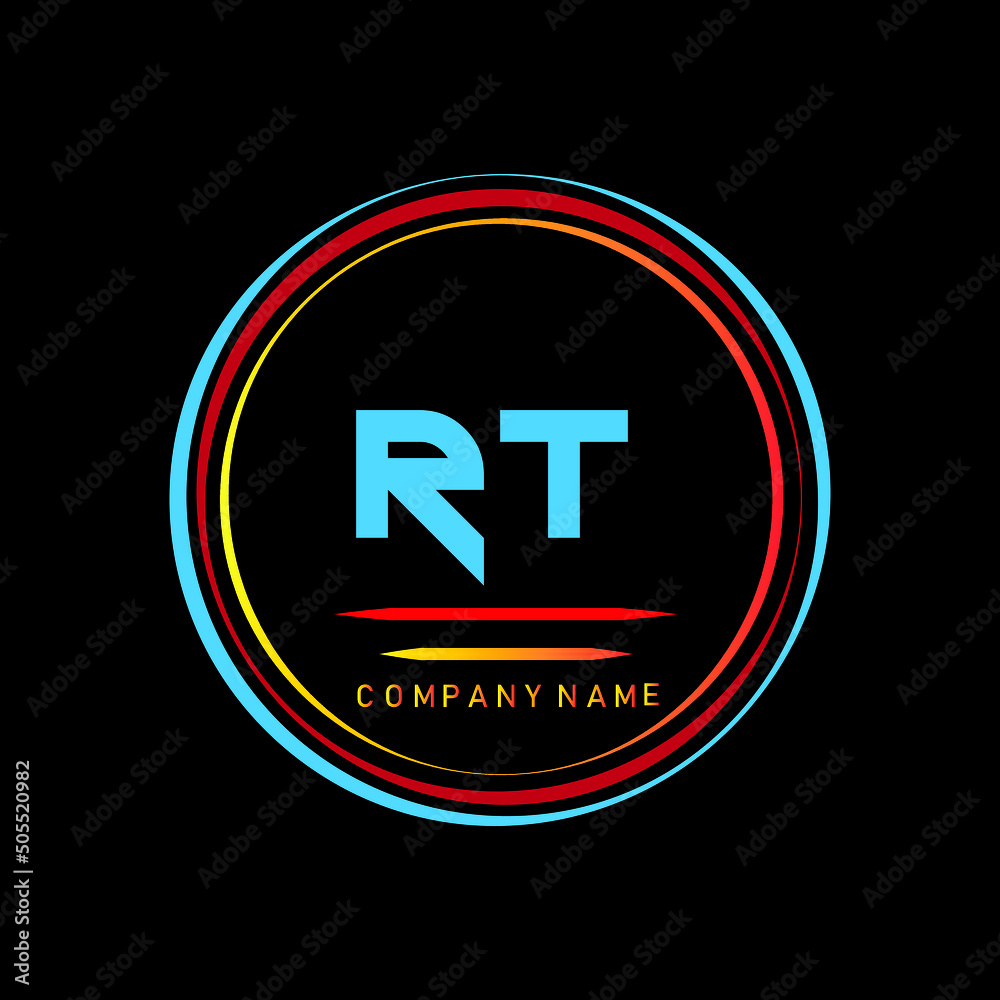 RT Alphabet Letter Design With Creative Circles, RT Letter Logo Design ...