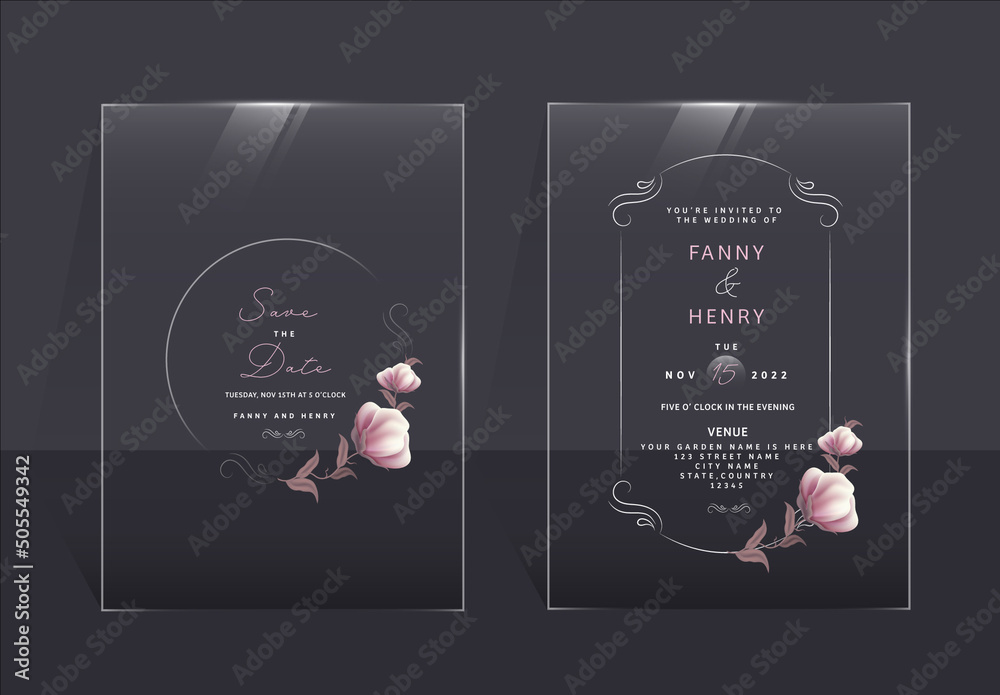 Transparent Wedding Card Stationery or Invitation Card Layout Stock ...