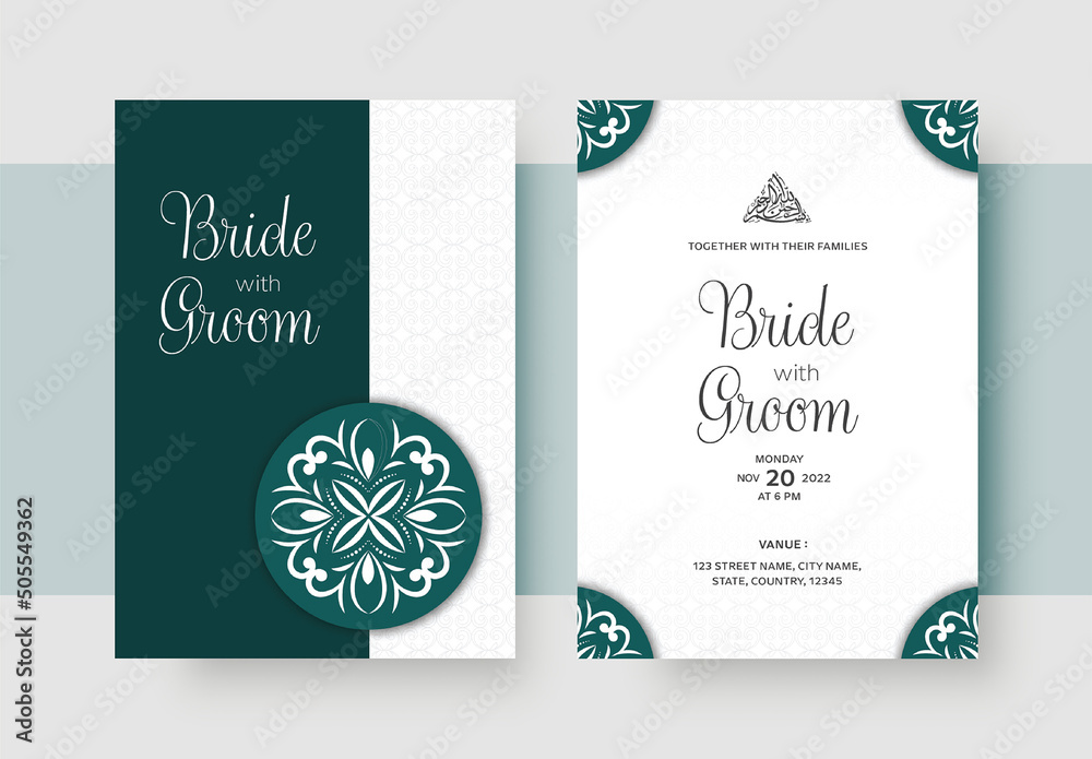 Islamic Wedding Card Stationery or Invitation Card Layout Stock ...