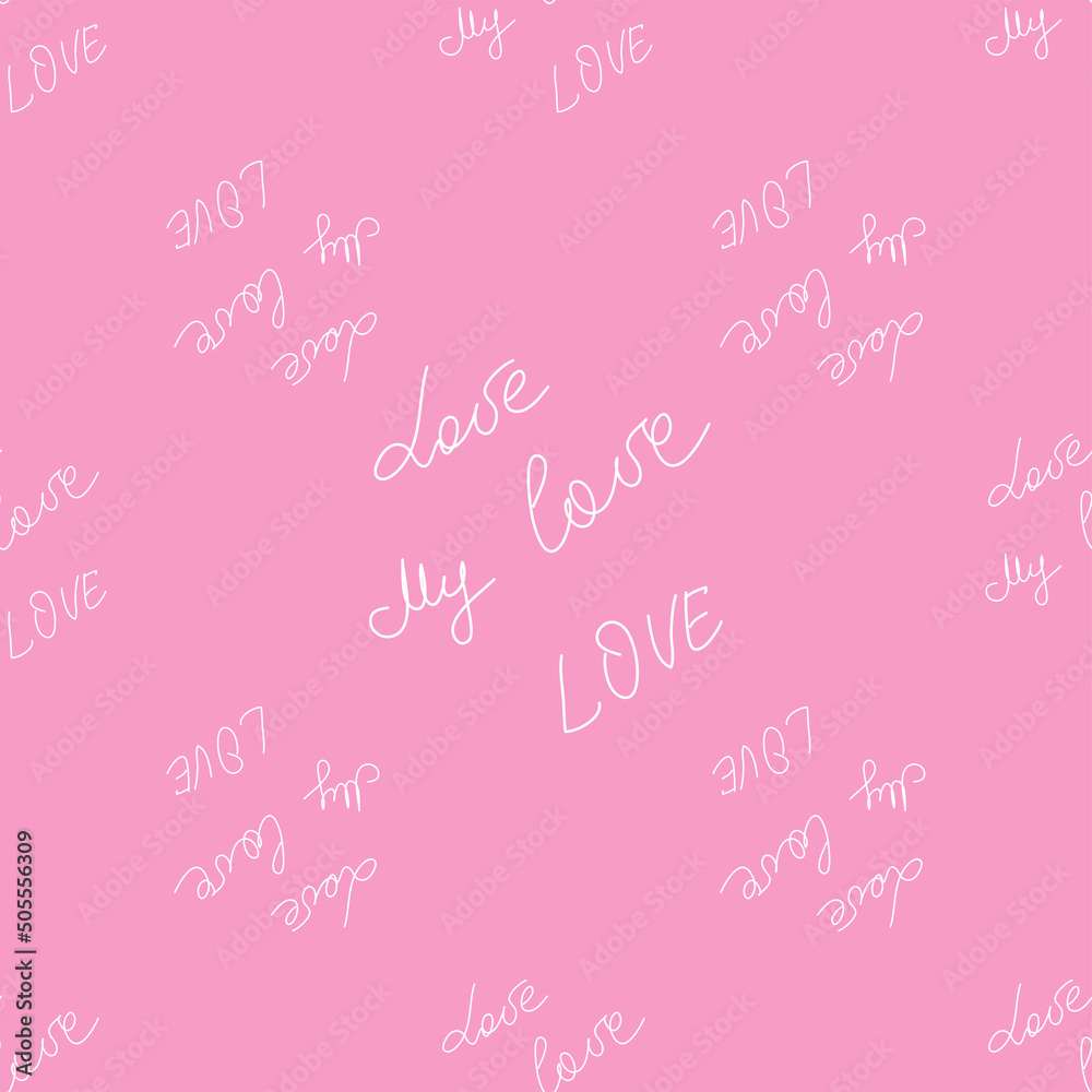 love you hearts romantic pattern illustration isolated on white. black ...