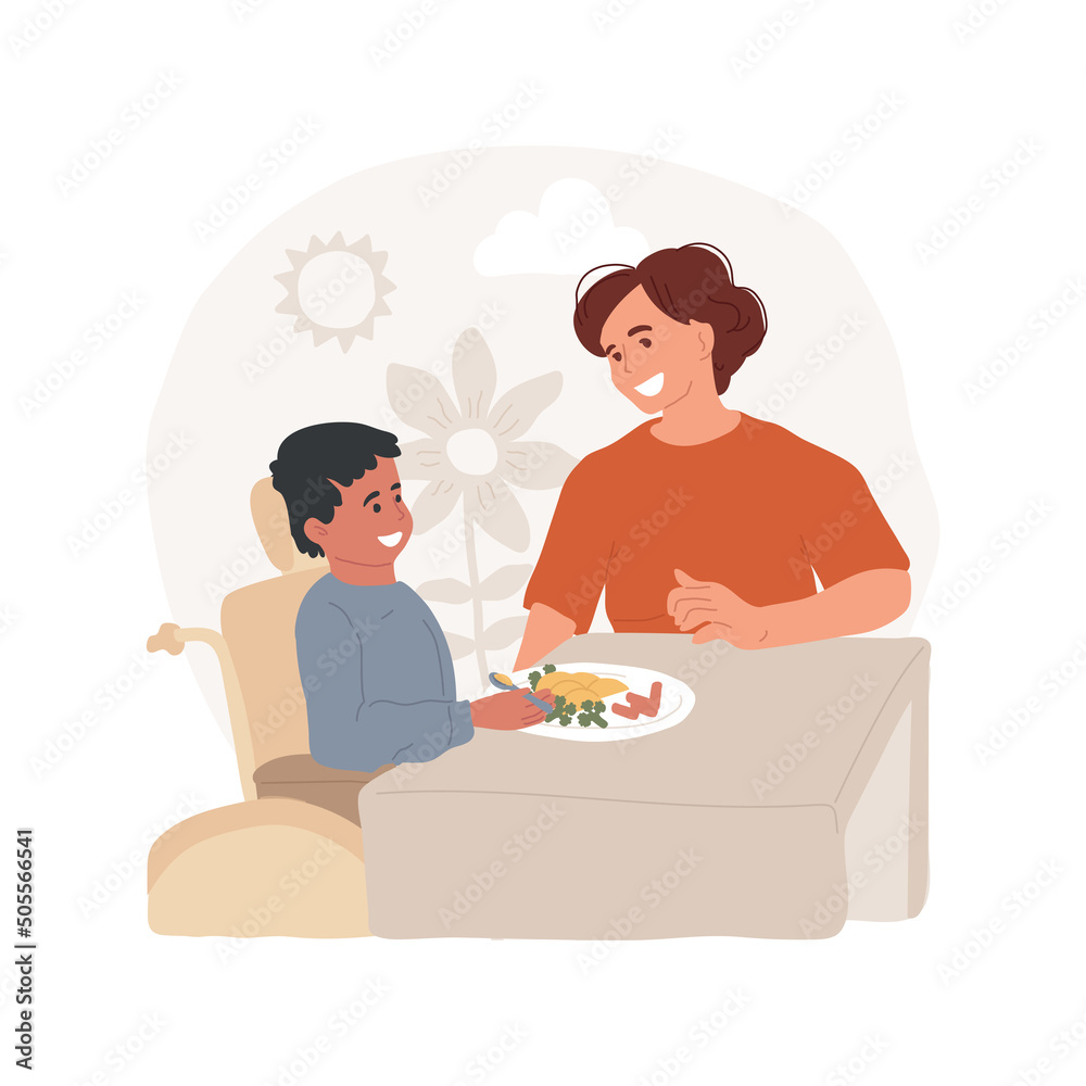 Independent eating skills isolated cartoon vector illustration. Daycare ...