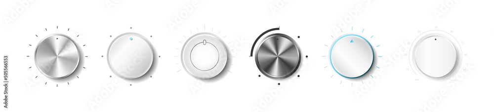 Volume regulator realistic set. Graphic elements for applications and ...